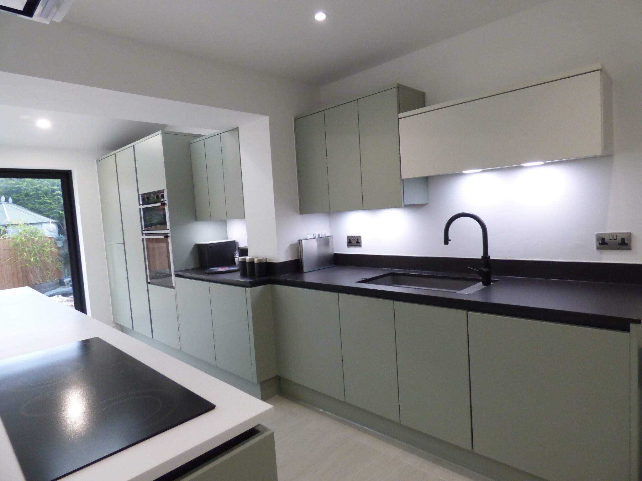Handleless Rail System Modern Neutral Kitchen Living | Kitchen Flair