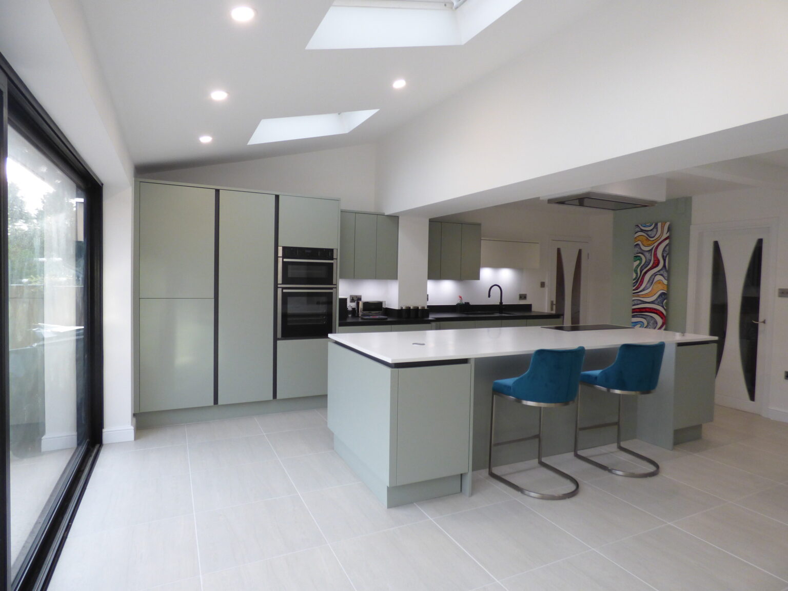 Handleless Rail System Modern Neutral Kitchen Living | Kitchen Flair